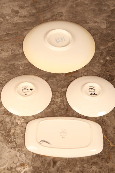 2 Poole pottery pin dishes (1960s) UK – a fold of chairs